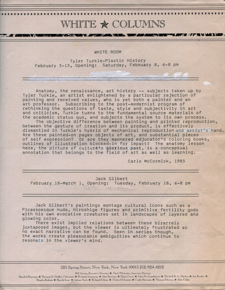 White Room: Tyler Turkle | White Columns