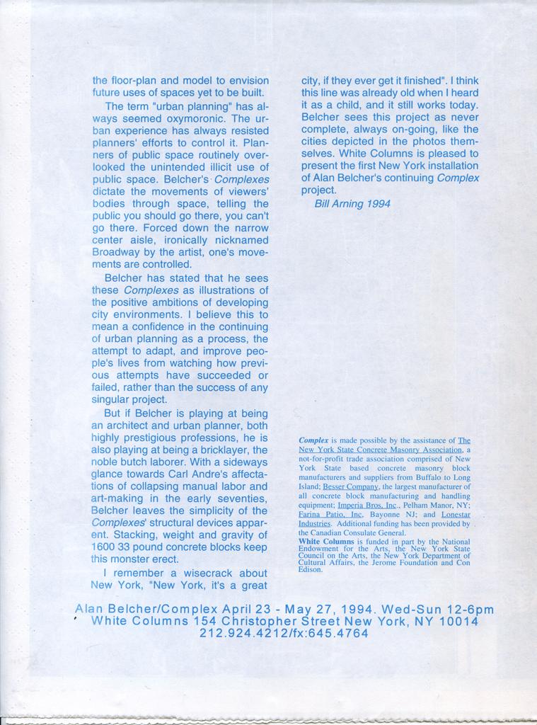 Alan Belcher: Complex | White Columns